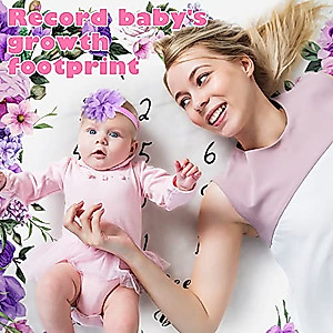 Monthly Baby Milestone Blanket for Baby Girls Boys Set Baby Age Blanket Baby Month Blanket Newborn Growth Chart Blanket with Bandana Frame Headband Whiteboard for Background (Graceful Style, 6 Pcs)