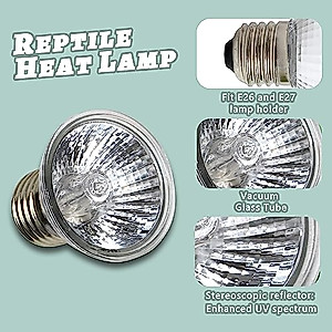 LUCKY HERP 4 Pack 50W UVA UVB Reptile Light Bulbs, Heat Lamp Bulbs for Reptiles and Amphibians, Basking Light Bulb for Turtle, Bearded Dragon, Lizard Heating Use