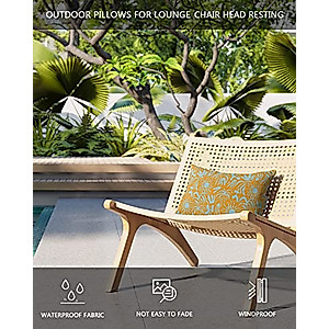 Recliner Head Pillow Ledge Loungers Chair Pillows with Insert Sunflower Flowers Pattern Orange Lumbar Pillow with Adjustable Strap Outdoor Waterproof Patio Pillows for Beach Pool Chair, 2 PCS