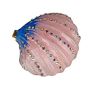 SEVENBEES Seashell Trinket Box Hinged Jewelry Boxes Sea Shell Trinket Box Seashells Ring Holder Figurine Collectible Ring Holder