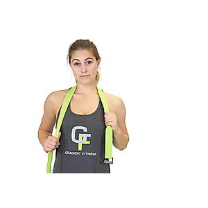 Gradient Fitness Yoga Strap, Friction-Less Easy-Feed Buckle, Yoga Straps for Stretching, Super Soft Cotton/Polyester Blend Webbing, Yoga band, Free eGuide. (8 Feet) Green