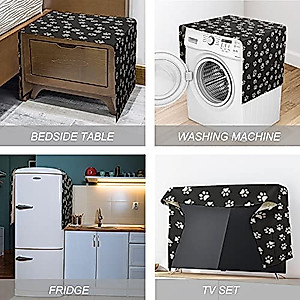 Animal Paw Print Washing Machine Dryer Top Cover Refrigerator Fridge Dust-Proof Cover with Storage Pockets Bags Sunscreen Cover Kitchen Christmas Decor