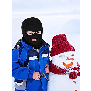 2 Pieces Knitted Full Face Cover 3-Hole Ski Mask Winter Balaclava Face Mask (Black)