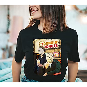 Horror Movies Tshirt Women Michael Myers Jason Scary Killers Shirt Novelty Graphic Halloween Party Tee Tops (XXL, Black)