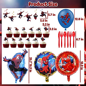 Spider Birthday Decorations, Spider Party Decorations Include Banner, Balloons, Tablecloth, Paper Tableware, Hanging Swirl, Backdrop, Spider Birthday Party