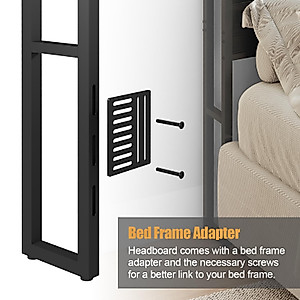 Livofloral Queen Size Headboard, Headboards with Charging Station, USB Port and LED Light, Head Board with 2-Tier Storage Shelf, Adjustable Height, Easy Assembly, Sturdy and Stable, Rustic Brown