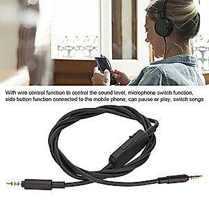 Zyyini Headphone Audio Cable for MMX 300 2nd Gen, 3.5mm with Wire Control Twisted Pair Replacement Headphone Cord, Support Volume Adjustment, Switch Songs Headset Cable Black, 1.3m/4.3ft