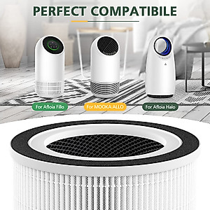 isinlive 2 Pack Hepa Replacement Filter Compatible with Afloia Fillo/Halo/Mooka Allo, 3-in-1 H13 True HEPA Filtration for Afloia Air Puri-Fier Filter Replacement