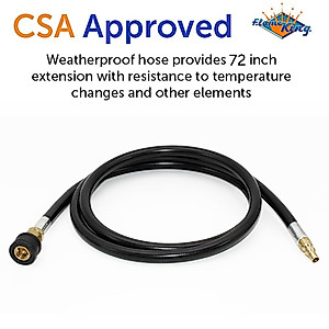 Flame King RV, Van, Trailer, Dual Quick Connect Hose, LP Gas Only, 72 Inch, 1/4 Inch ID - 100395-72 , Black