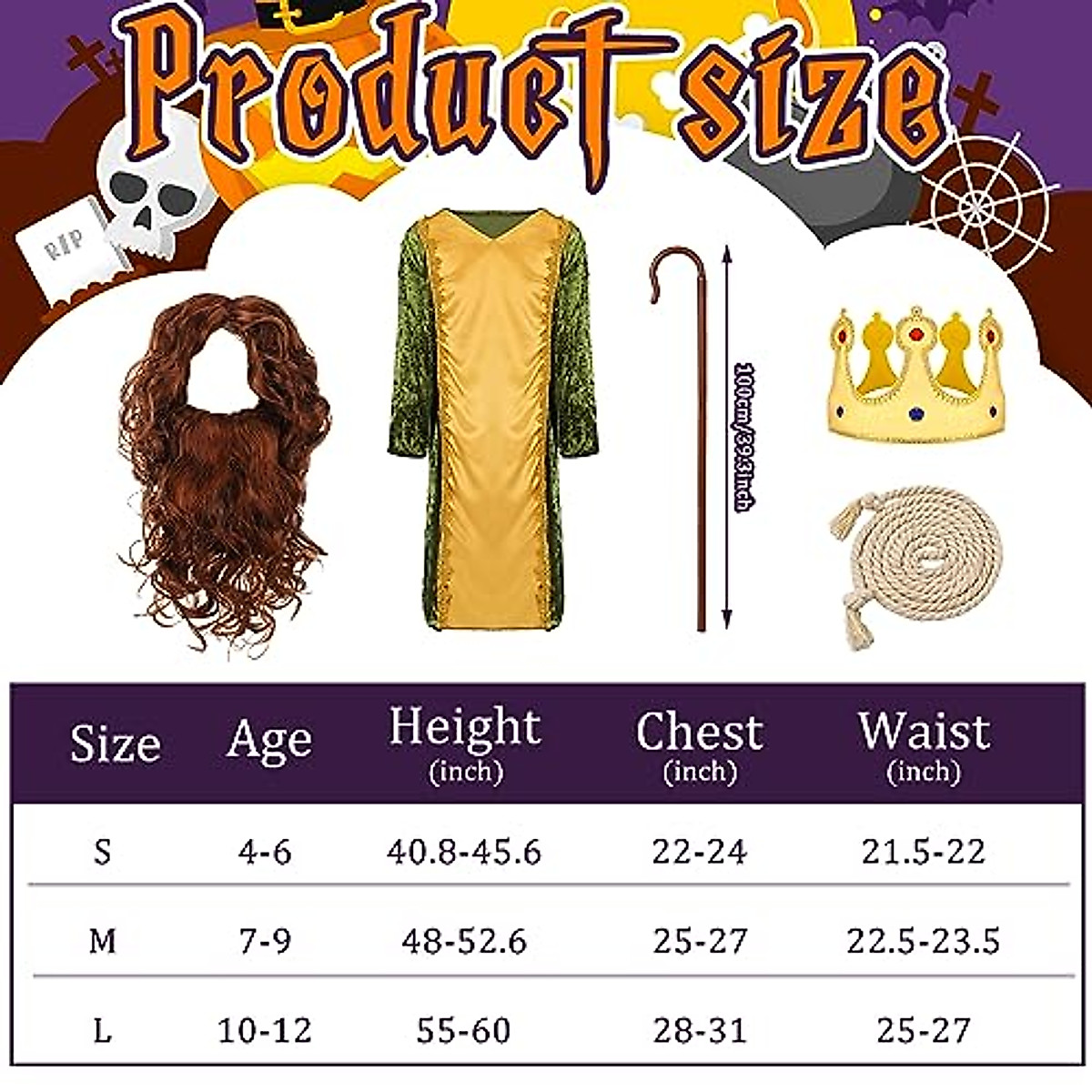 HooLing 6 Pcs Wise Men Costume Kids Saint Bible Costume Boys Shepherd Nativity Costumes for Christmas Halloween(S)