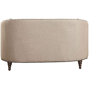 Coaster Furniture Avonlea Loveseat with Button Tufting and Nailhead Trim Beige Stone Grey 505642