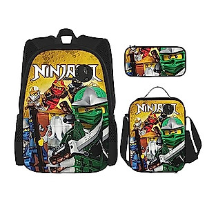 SK3S530B 3PCS Set Laptop Bag Cartoon Merch Backpack Bookbag and Lunch Box Pen Bag 3 Set Rucksack