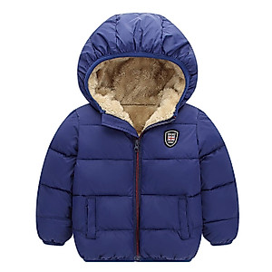 Happy Cherry Boys Blue Winter Hooded Bubble Coat Warm Down Jacket Thick Outerwear for 6 to 7 years old