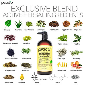 PURA D'OR Anti-Thinning Biotin Shampoo & Deep Moisturizing Conditioner Original Gold Label Set (24oz x2) Natural Earthy Scent, CLINICALLY TESTED Effective Results, DHT Blocker Thickening, Women & Men