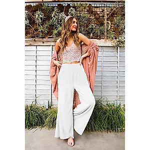 ZJCT Womens Yoga Sweatpants Comfy Loose Casual Wide Leg Lounge Joggers Pants with Pockets White M