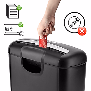 Paper , 110V 6-Sheet Strip Cut Straight Cut Home Paper Shredders Credit Card Office Machine for Office Home Use Electric , 12.8 x 11.4 x 5.5in, Black