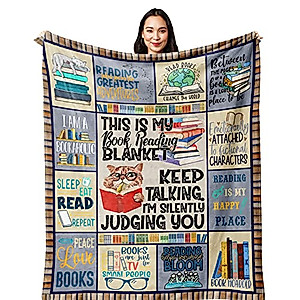 POQUSH Book Lovers Gifts,Gifts for Book Lovers Women, Women Reading Gifts for Book Lovers,Book Reader Gifts,Book Club/Bookworm Gifts for Reading Lover Bookish,Literary Gifts Ideas Blanket 60"x50"
