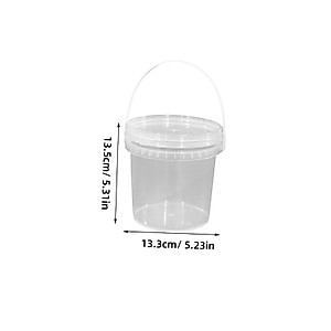 DOITOOL 3Pack Clear Plastic Bucket with Lid and Handle (1L) Ice Cream Tub with Lids, Food Grade Round Plastic Pail Container with Lid, Freezer Food Storage Containers