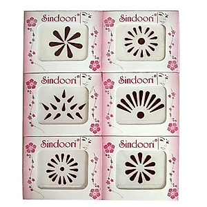 Sindoori Traditional Collection Assorted Design Maroon Colour Bindi for Womens, Girls - 12 Flaps