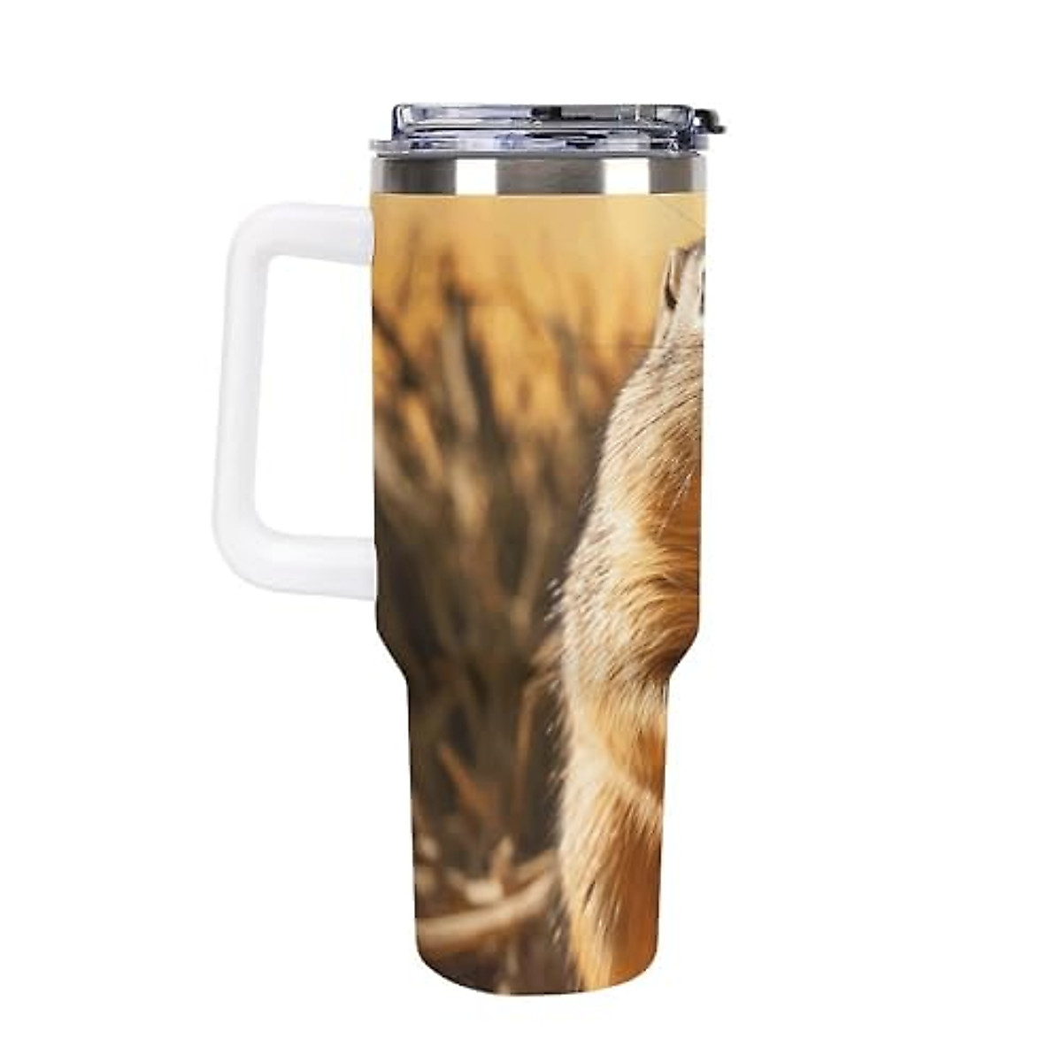 JTKBNVM Hand Drawn Groundhog Car Tumbler Travel Coffee Mug 40 Oz Tumbler with Handle And Straw Lid Large Insulated Mug Stainless Steel Water Bottle Large Capacity Car Cup