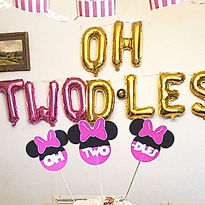 Oh TwoDles Balloons Mouse Second Birthday 2nd Banner Party Supplies Decorations for Girl Boy Baby Bday