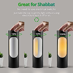 LEDIARY Kosher Lamp, Reading Lamp for Shabbos, Black Table Lamps and Nightlight for Living Room Bedroom, T10 Bulb Included (4W Eqv 40W, 400LM, 3000K)-2 Pack