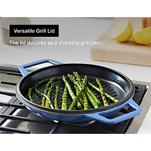 Misen Enameled Cast Iron Dutch Oven - Premium Quality Thick Core | Chip-Resistant Enamel Coating | Versatile Multi-Purpose Shape | Wide Handles for Easy Handling | Ideal for Everyday Cooking | 7QT I Blue