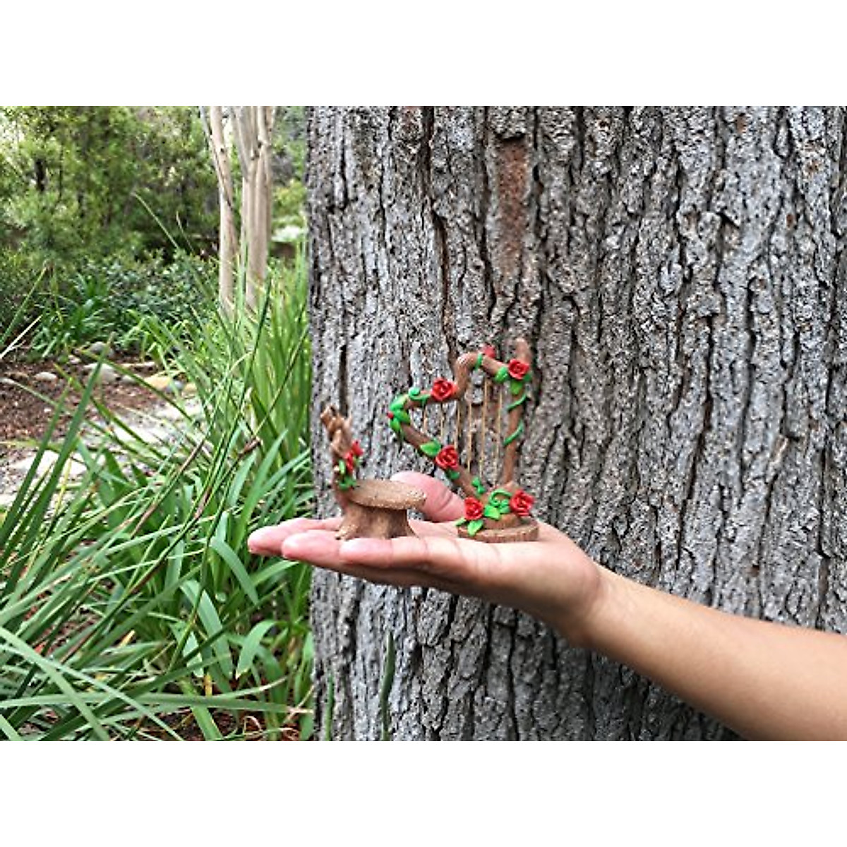 Miniature Rose Harp and Chair Set for The Fairy Garden - Miniature Garden Accessory for The Fairy Figurines by GlitZGlam