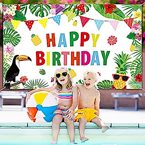 Hawaiian Luau Birthday Party Decorations Supplies Hawaiian Party Backdrop Luau Party Background Tropical Hawaiian Jungle Theme Flamingo Pineapple Party Banner Summer Beach Pool Photography Background