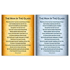 The Man in the Glass Poem by Peter Dale Wimbrow Sr Inspirational Home Decor Office Dad Grad Gift 8x10 Print (Blue)