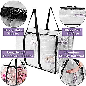 Vieshful 3 Pack 55L Clear Clothes Storage Bags and 3 Pack 110L Storage Bins, Clothing Container Large Capacity Moving Bags with Reinforced Handles