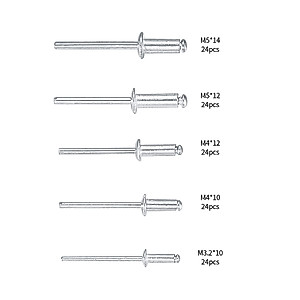 120 Pcs Aluminum Blind Rivets, Assorted Flange Blind Rivets Aluminium, M3.2/M4/M5 Head Rivets for Metal, Wood, Plastic