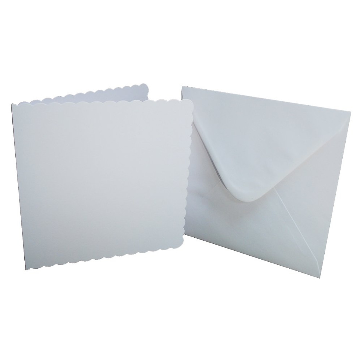 Craft UK 839 8 x 8 inch Scalloped Card and Envelope pack of 25 - White