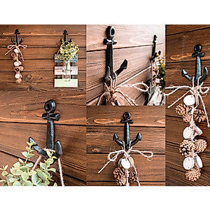 5 Packs Anchor Shape Hooks Vintage Hook Cast Iron Wall Wood Mounted Coat Hat Hooks Antique Black
