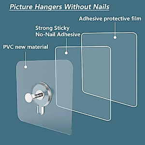 14 Pack Wall Hooks 13 lbs(Max), Wall Hangers Without Nails, Adhesive Wall Hooks, Waterproof and Rustproof to use Inside Kitchen, Bathroom, Home and Office