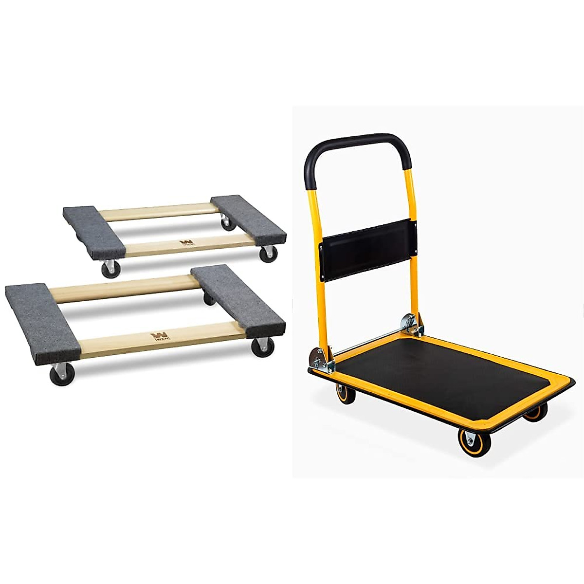WEN 1320 lbs. Capacity Furniture Moving Dolly Two Pack and MaxWorks Foldable Platform Truck Push Dolly 330 lb. Weight Capacity