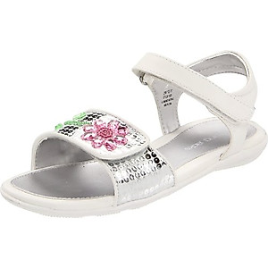 Jumping Jacks Dazzle Ankle-Strap Sandal (Toddler/Little Kid/Big Kid),White/Silver Trim,9 M US Toddler