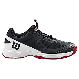 WILSON Rush Pro JR 4.0 QL (Little Kid/Big Kid) Black/White/Poppy Red 4 Big Kid Medium