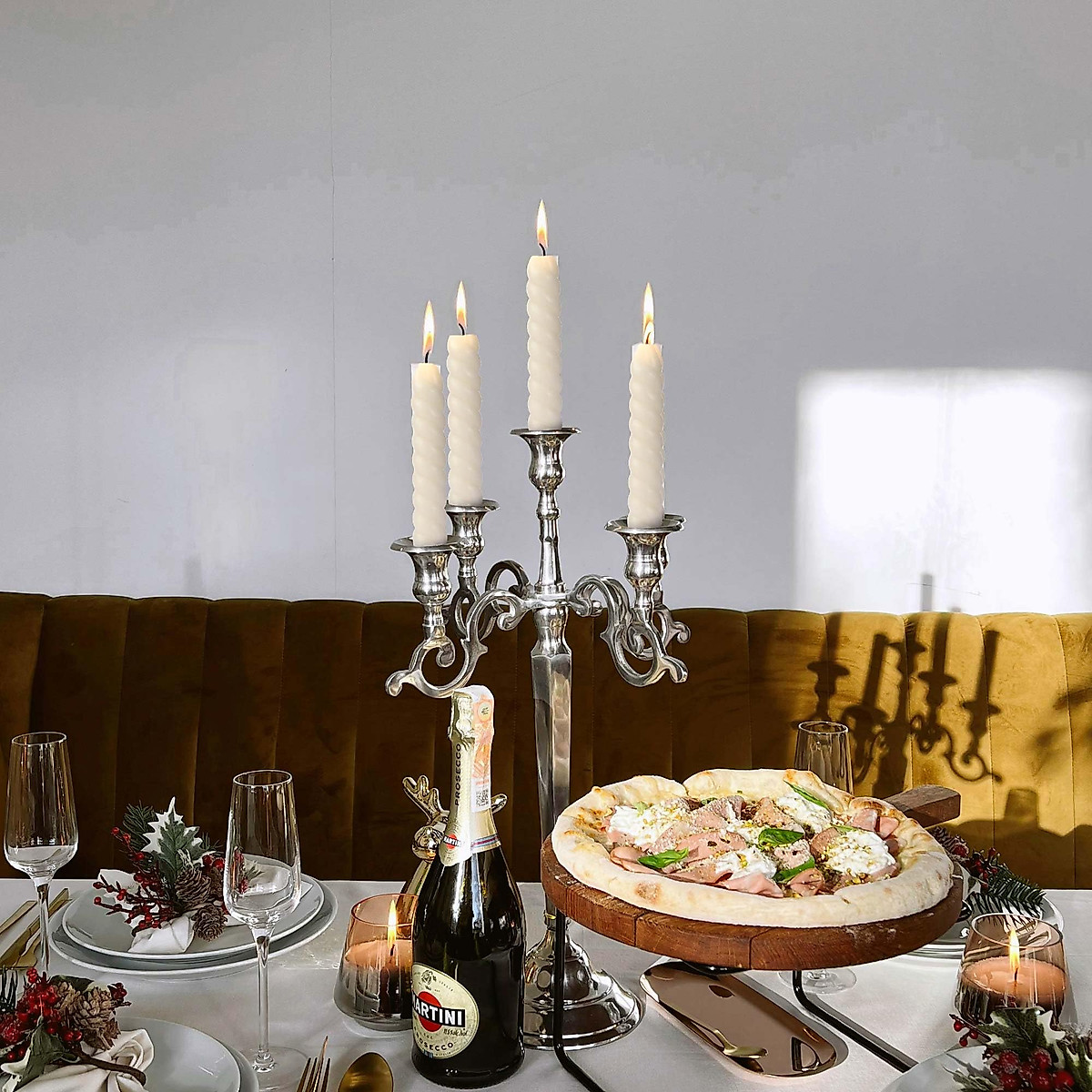 White Beeswax Taper Candles, 5 Inch Spiral Tapered Candles 10 Pack, Natural Bees Wax Candle Sticks - Smokeless Dripless and Unscented for Home Decoration, Wedding, Party