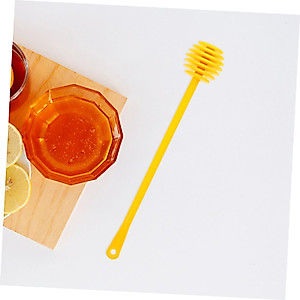 ORFOFE 6pcs Honey Extractor Honey Mixing Stirrer Honey Drizzle Stick Honey Stirring Stick Honey Mixing Sticks Honey Dipper Honeycomb Stick Honey Comb Wand Honey Bee Abs Yellow re-usable