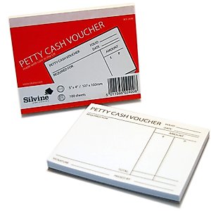 Silvine Petty Cash Voucher 100 Sheets, red, 5x4
