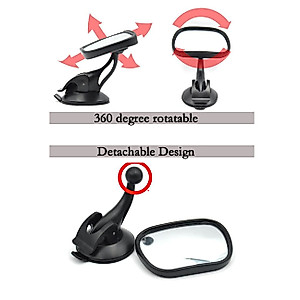 1Set Black 360 Degree Adjustable Safety Baby Child Backseat Mirror Shatter-Proof Acrylic Baby Mirror Car Rearview Toddler Suction Visor Mirror Baby View Mirror for Auto Back Seat