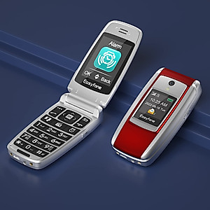 Easyfone T300 4G Unlocked Big Button Flip Cell Phone for Seniors, Clear & Loud Sound and Hearing aid Compatible, SOS Button, SIM Card Included, Big Battery with a Charging Dock, FCC Certified (Red)