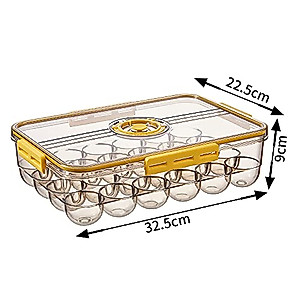 Egg box Fridge Storage Containers, Premium Refrigerator Organizer Bins with Lids Date and Time Display Stackable Freezer Organizers Fresh Lettuce Keeper Drawer Basket for Food Fruit Vegetables