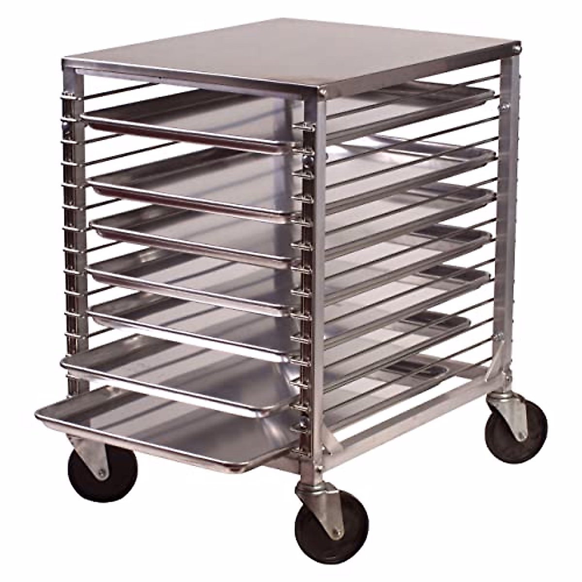 Winco 15-Tier Aluminum Sheet Pan Rack with Hard Top and Wire Slides