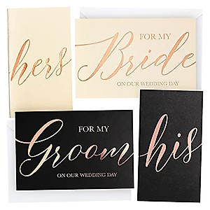 Wedding Vow Books, His and Hers Booklets with Envelopes, Rose Gold Foil (30 Pages Each)