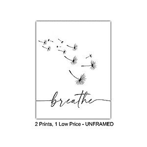 Just Breathe Poster Set 11x14 - Positive Quotes Wall Decor - Encouragement Gifts for Women - Inspirational Quotes Wall Art & Decor - Uplifting Gift for Women - Bedroom Wall Art - Living room Wall Art