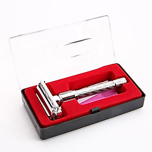 AMLESO Adjustable Double Edge Safety Shaving, with Blade, Traditional,Classic,Long Handle,Stainless for Home Use Travel