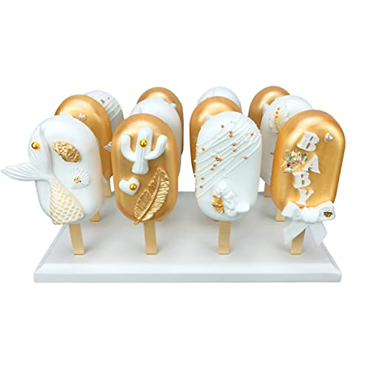 Nangopop Wood Cakesicle Stand Display - 12 Count Popsicle Sticks Holder for Dessert Table of Wedding Shower Birthday Parties - Sturdy and Reusable