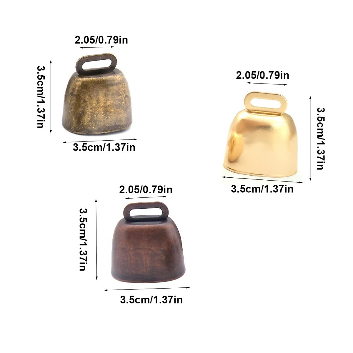 8 Pack Cow Horse Sheep Grazing Copper Bells, Small Metal Brass Bells, Loud Ringing Cowbell Noisemakers, Hanging Jingle Bell for Animal Pet Collar Doors Crafts Christmas Wedding Decor (Bronze)